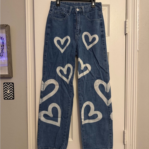 PacSun | Jeans | Blue And White Flare Heart Jeans | Poshmark